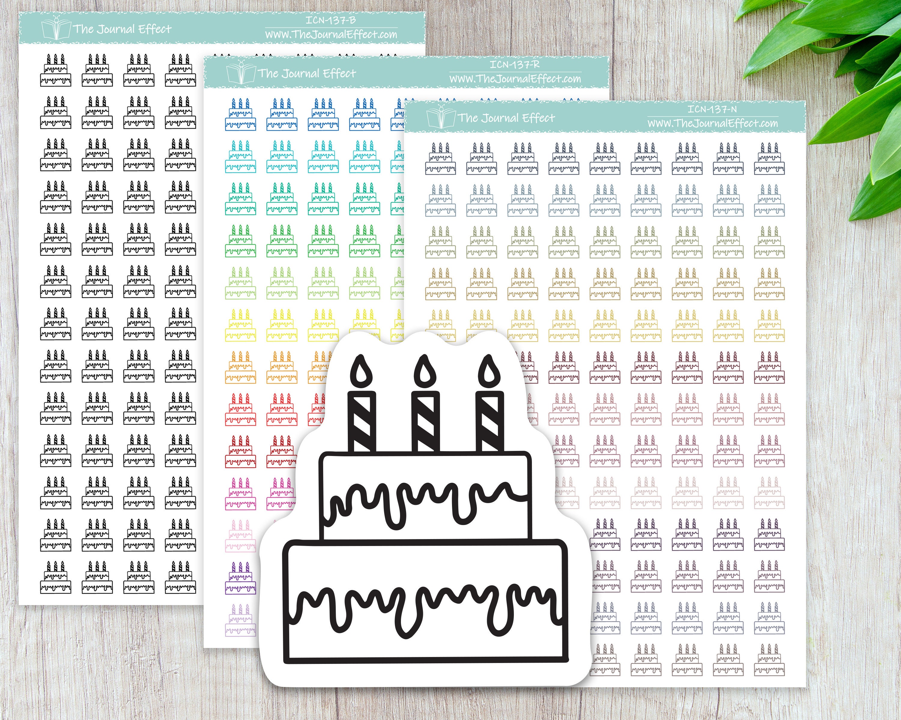 BIRTHDAY CAKE, Mini Icon, Label Planner Stickers, Bujo, Functional ...
