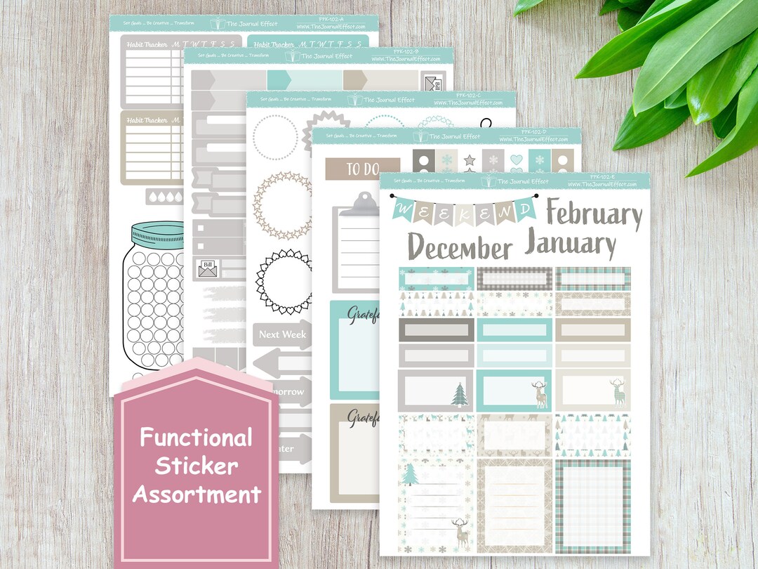 FUNCTIONAL STICKER Variety Pack, Winter Woods, Planner Stickers, FPK ...
