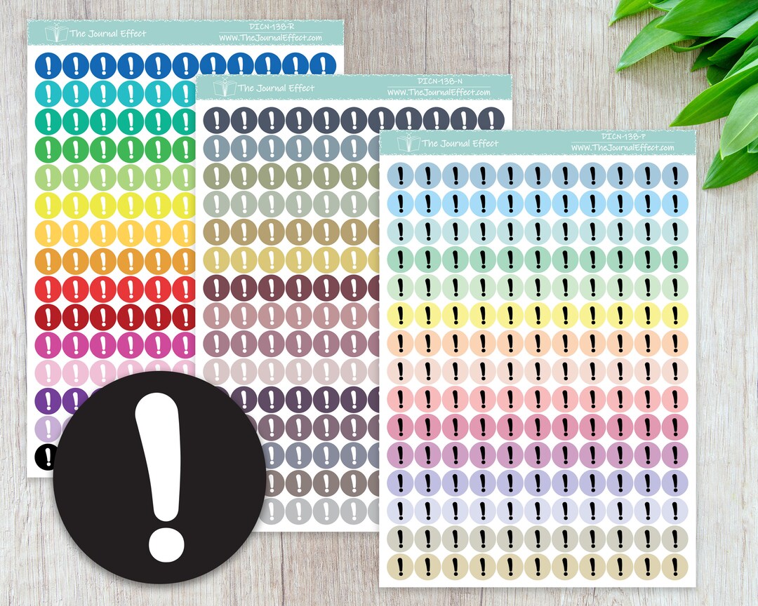 EXCLAMATION Tiny Dot Icon Stickers, .32" Functional Planner Stickers ...