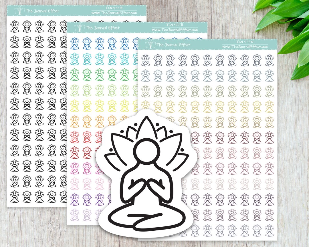 MEDITATION / YOGA, Mini Icon, Label Planner Stickers, Bujo, Functional ...