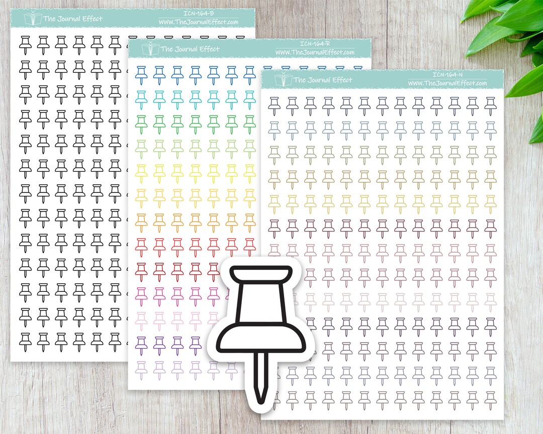 PUSH PIN, Mini Icon, Label Planner Stickers for Erin Condren, Happy ...