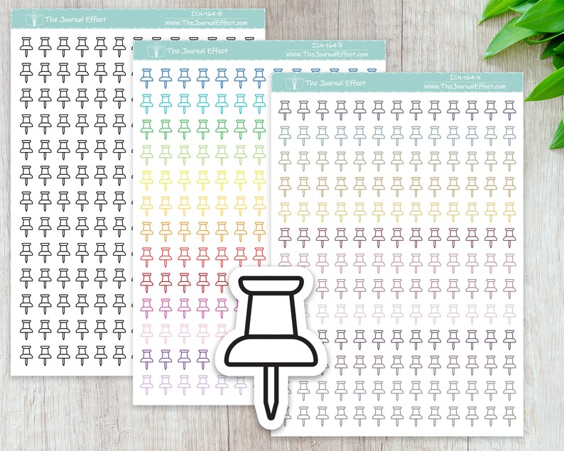 PUSH PIN, Mini Icon, Label Planner Stickers, Bujo, Functional Stickers ...
