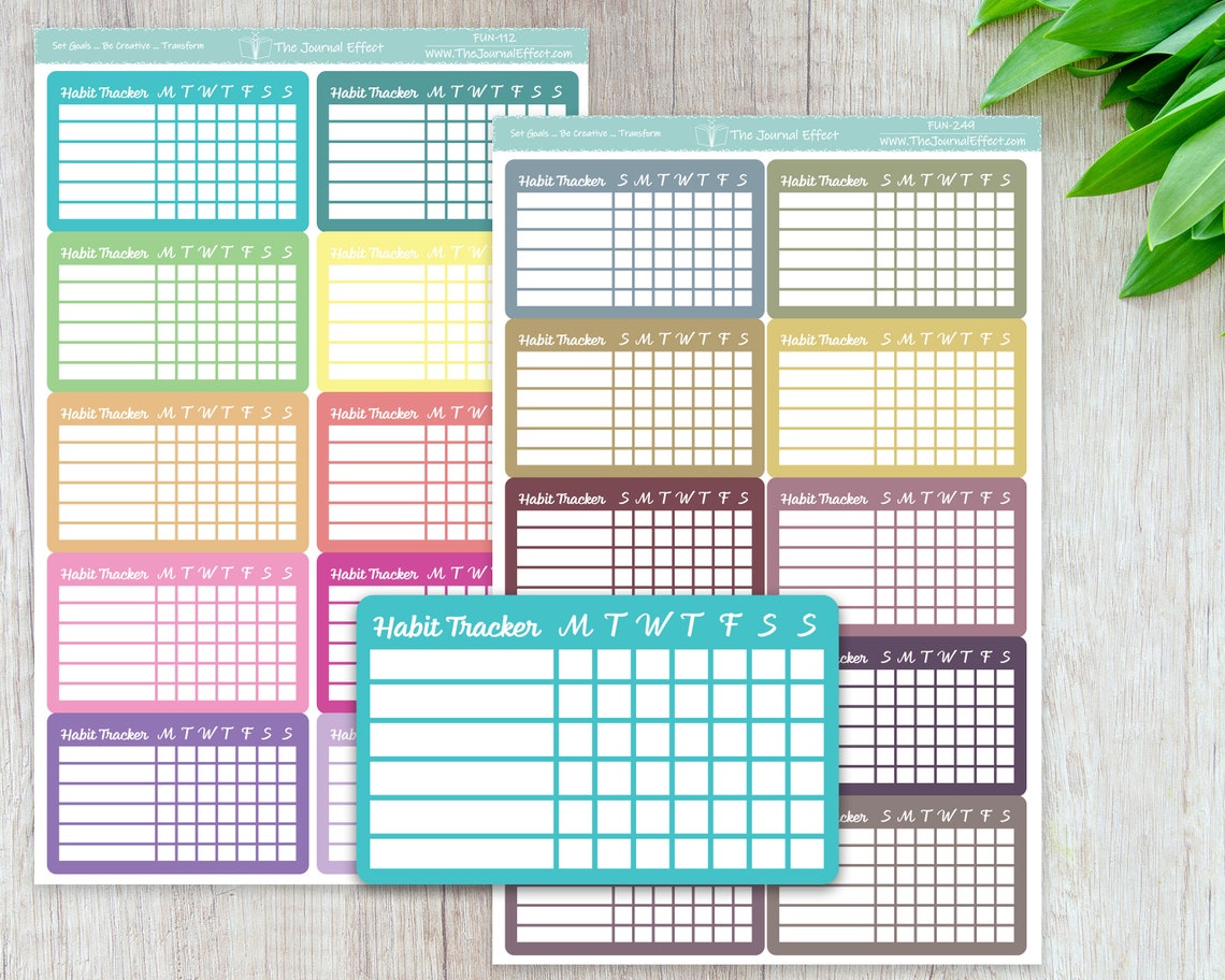 WEEKLY HABIT Tracker Table Functional Label Planner Stickers - Etsy
