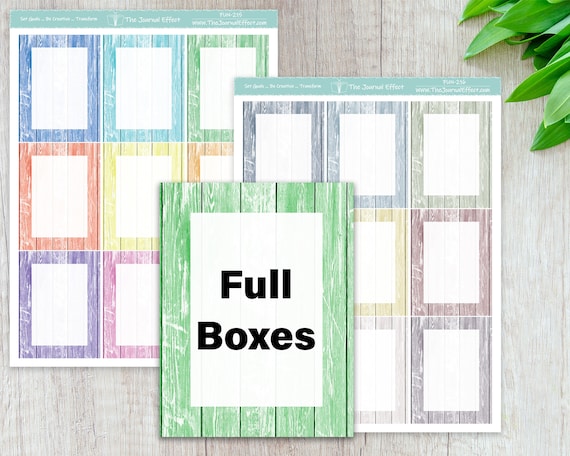 Wood Texture FULL BOXES Functional Label Planner Stickers for - Etsy