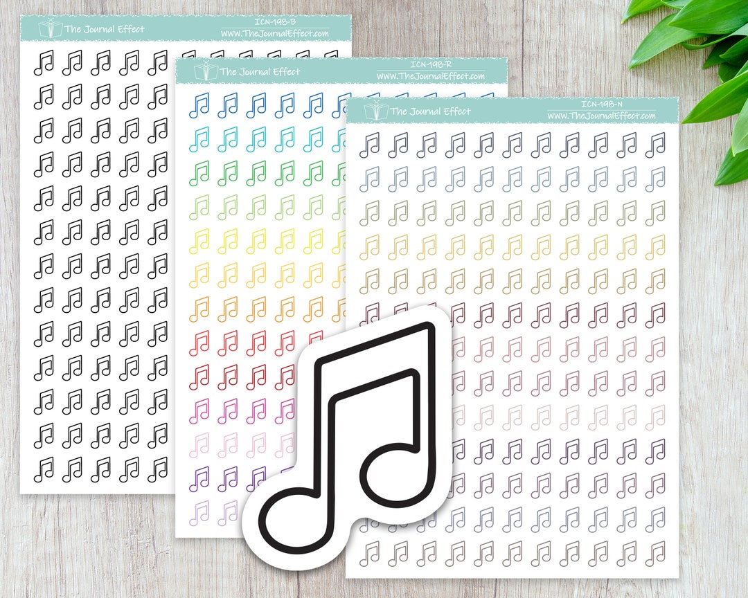 MUSIC NOTE Mini Icon, Label Planner Stickers, Bujo, Functional Stickers ...