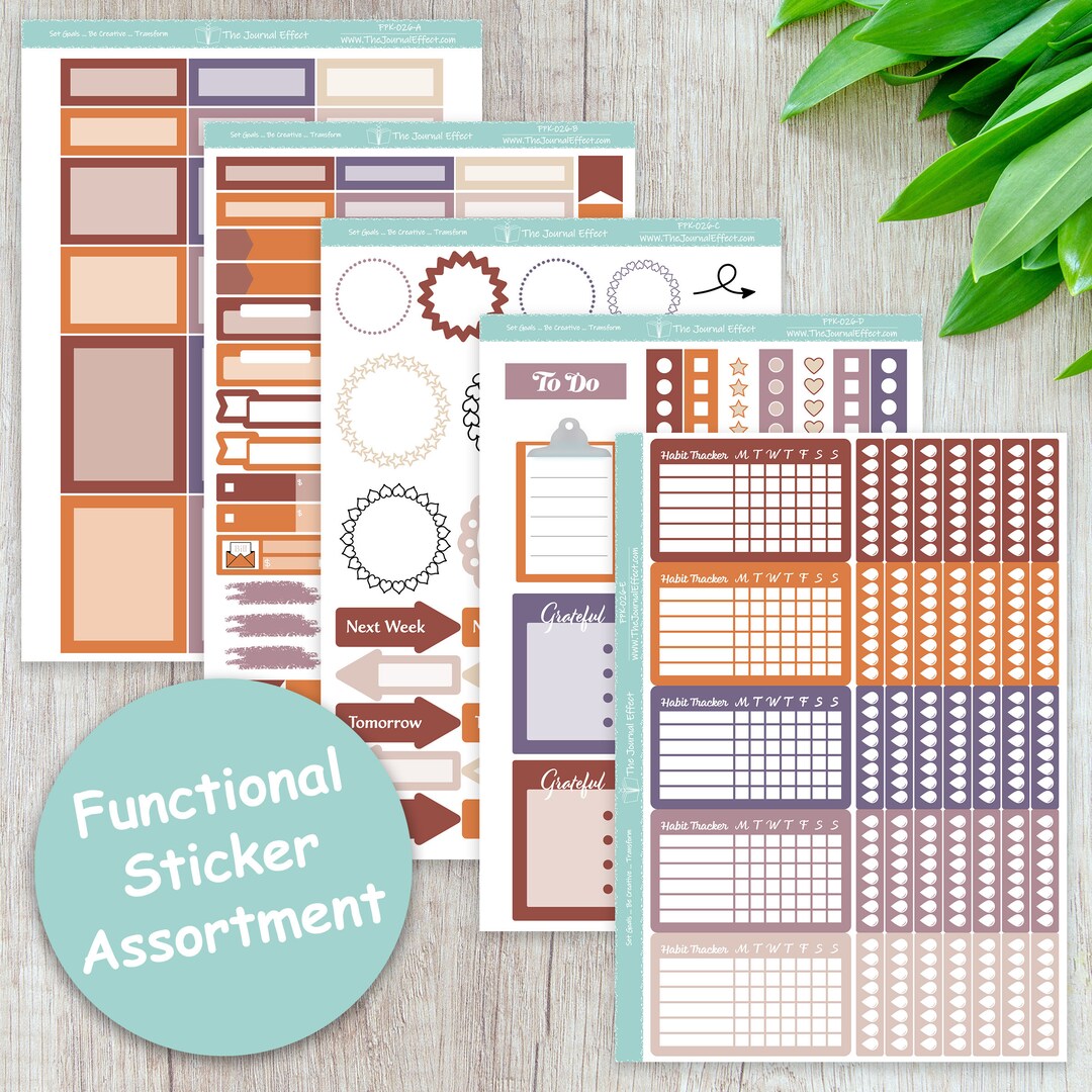 Functional Sticker Variety Pack, Label Planner Stickers, Stationery ...
