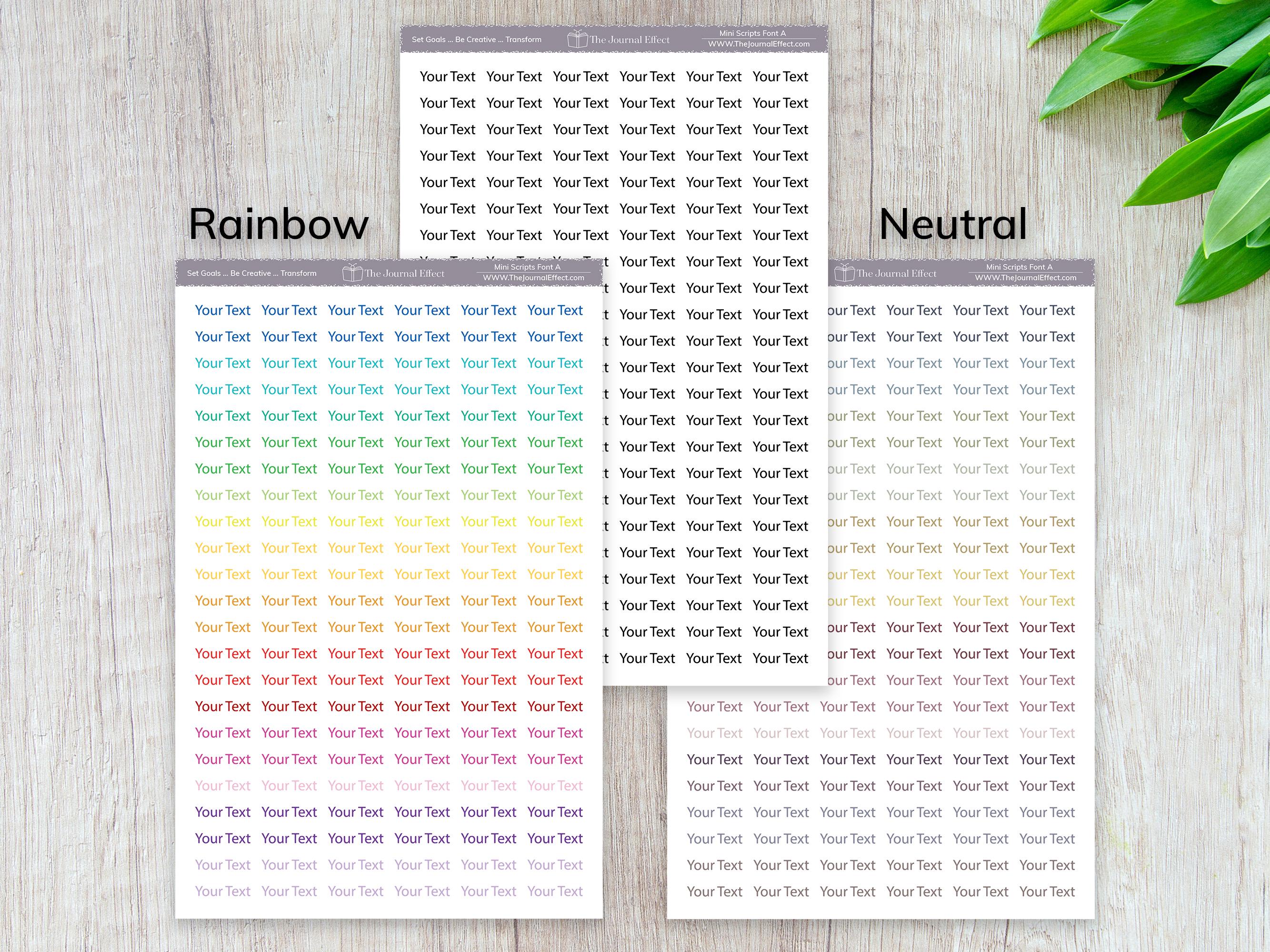 CUSTOM Mini Scripts, Custom Text, Custom Colors, Size up to 1" Wide ...