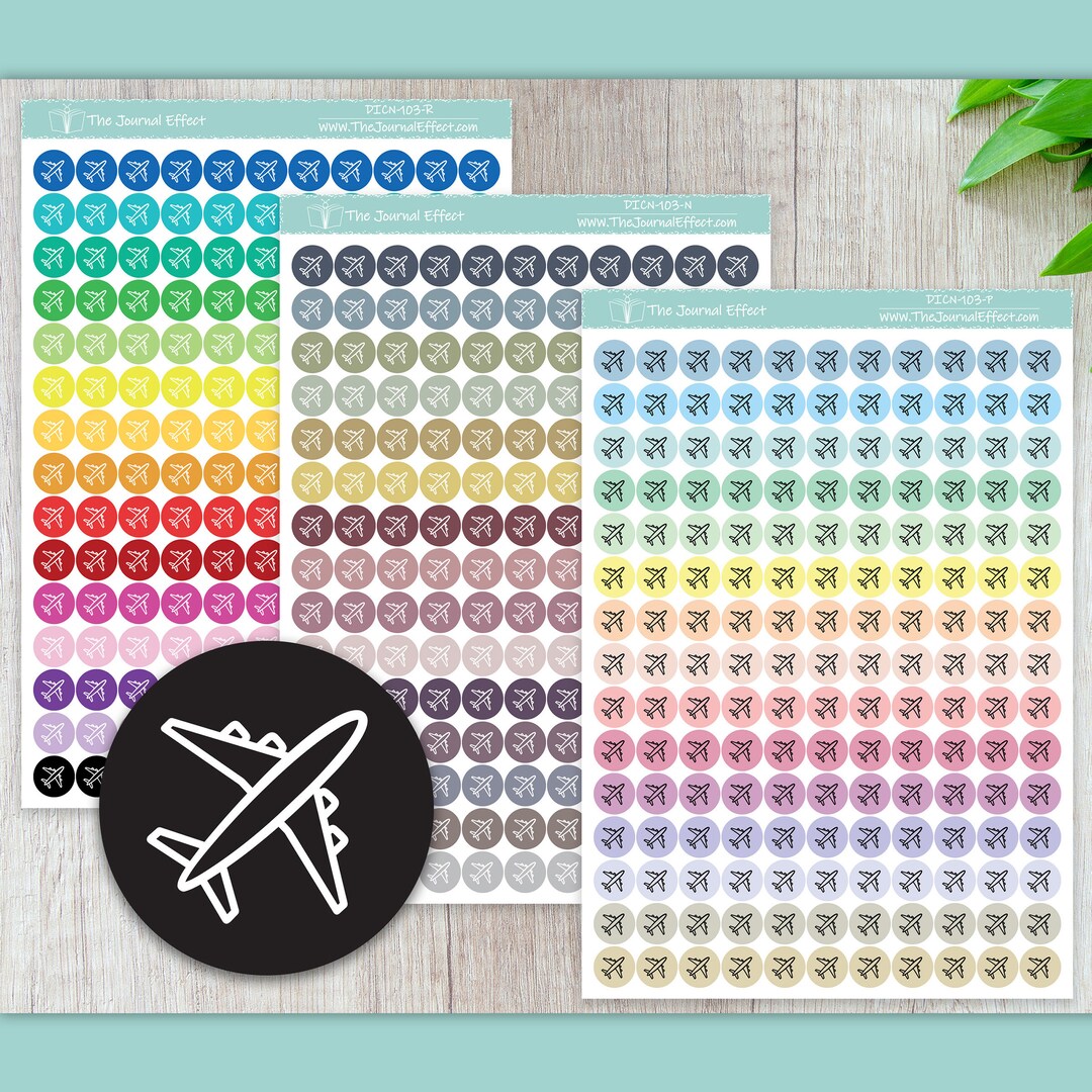 AIRPLANE Tiny Dot Icon Stickers, .32" Functional Planner Stickers ...