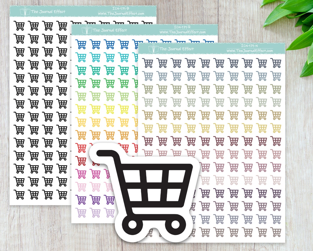SHOPPING CART, Mini Icon, Label Planner Stickers, Bujo, Functional ...