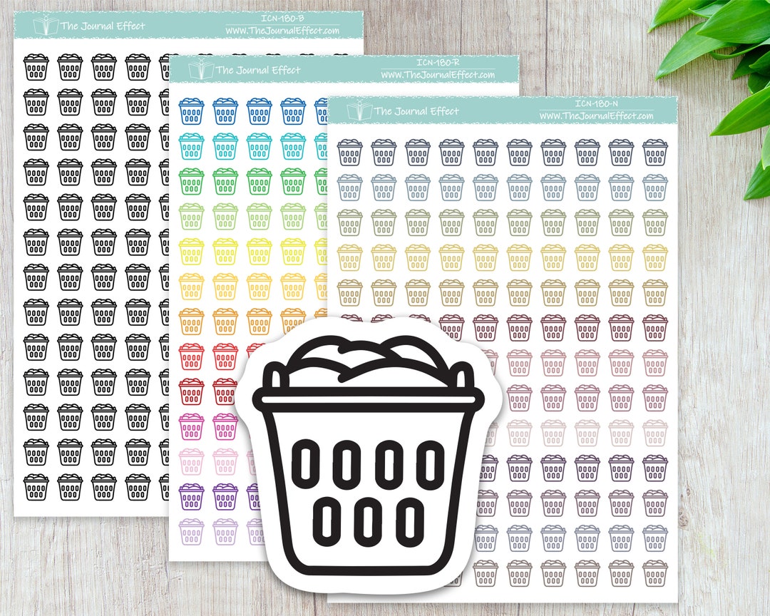 LAUNDRY Basket, Mini Icon, Label Planner Stickers, Bujo, Functional ...