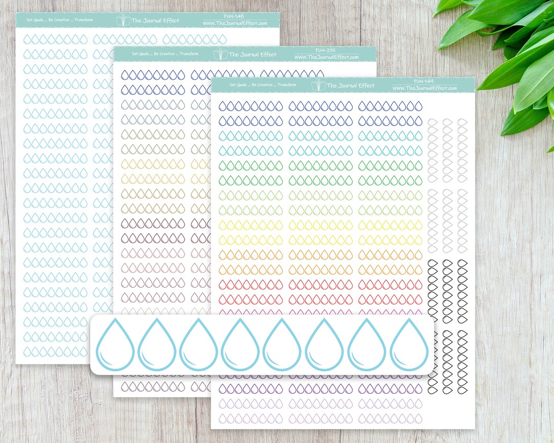 1.5" HYDRATION TRACKER, Functional Label Planner Stickers, Stationery ...