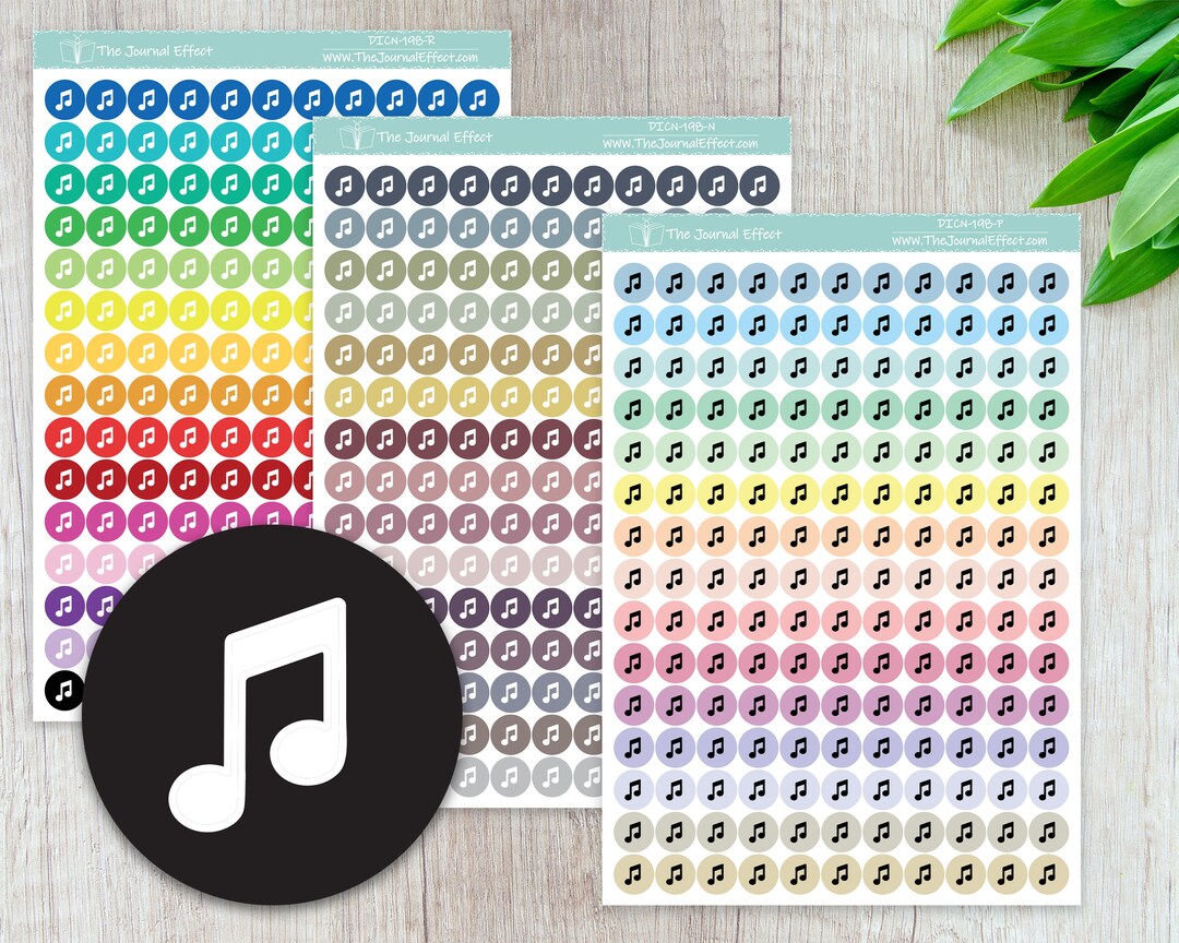 MUSIC NOTE, Tiny Dot Icon Stickers, .32" Functional Planner Stickers ...