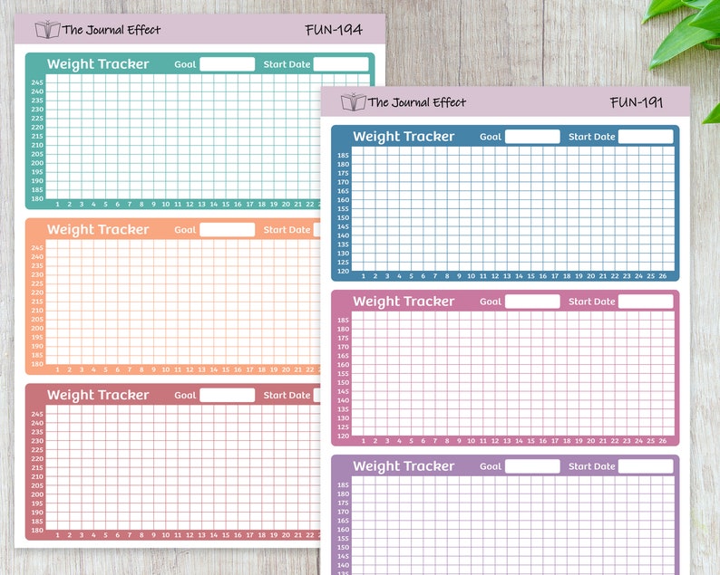 WEIGHT TRACKER Graph Planner/journal Sticker, Fun-191, Fun-192, Fun-193 ...