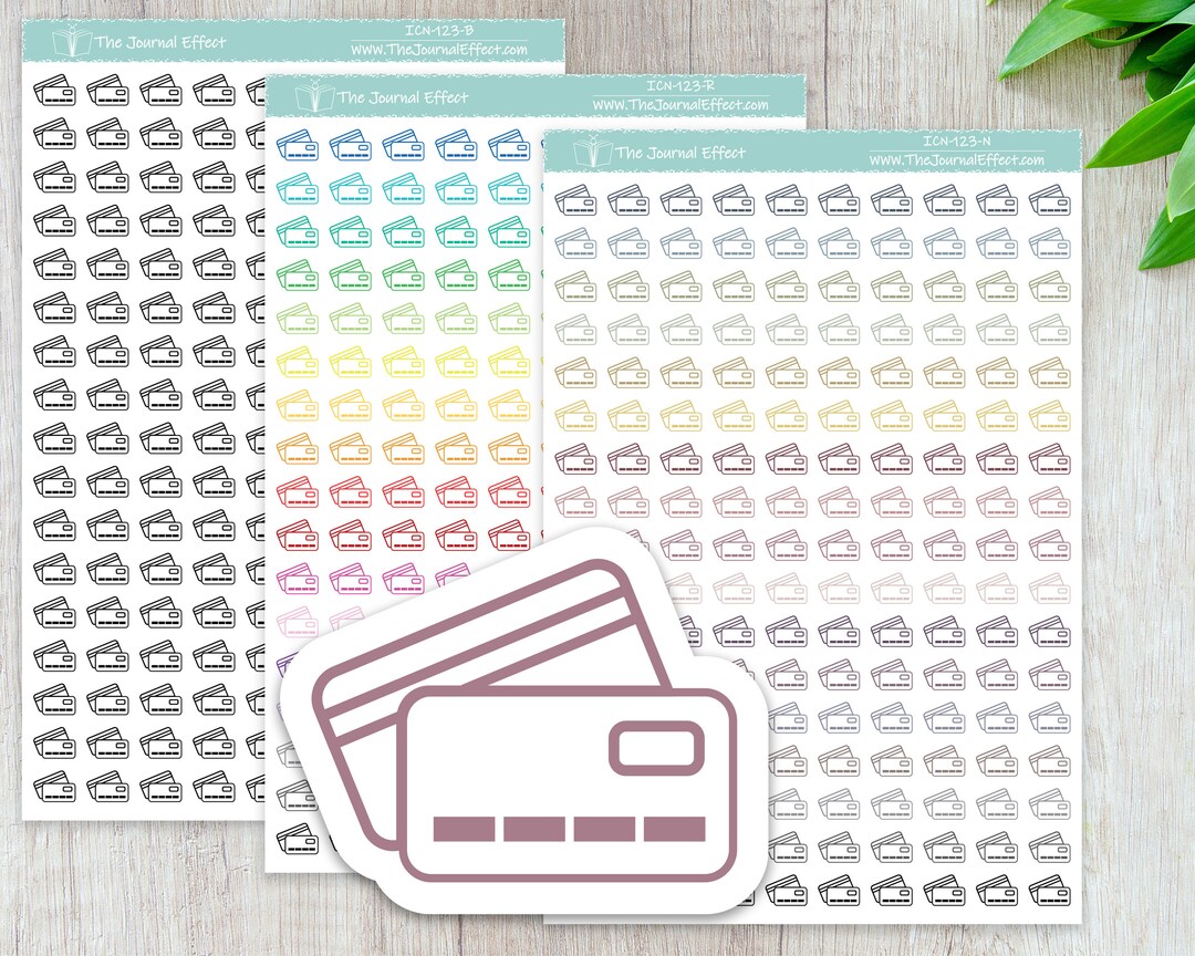 CREDIT Card, Mini Icon, Label Planner Stickers, Bujo, Functional ...