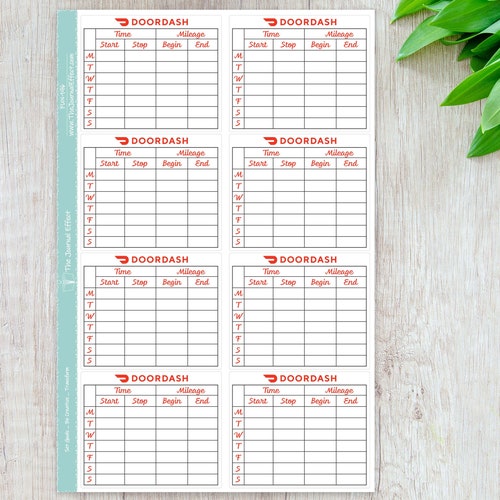 Door Dash Weekly Tracker Table Functional Label Planner - Etsy