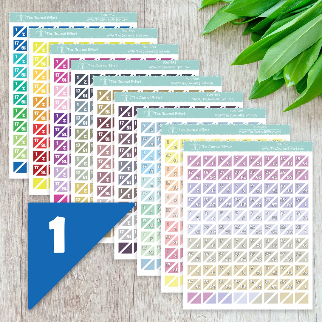 LEFT CORNER Date Stickers, .36" Label Planner Stickers, Functional ...