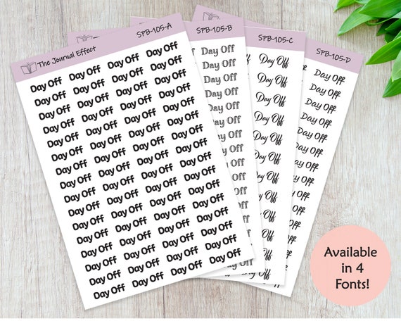 DAY OFF Script Planner Sticker Labels for Erin Condren Happy | Etsy