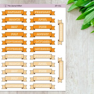 MONTH BANNER Header 2.5" Label Planner Stickers for Erin Condren, Happy ...