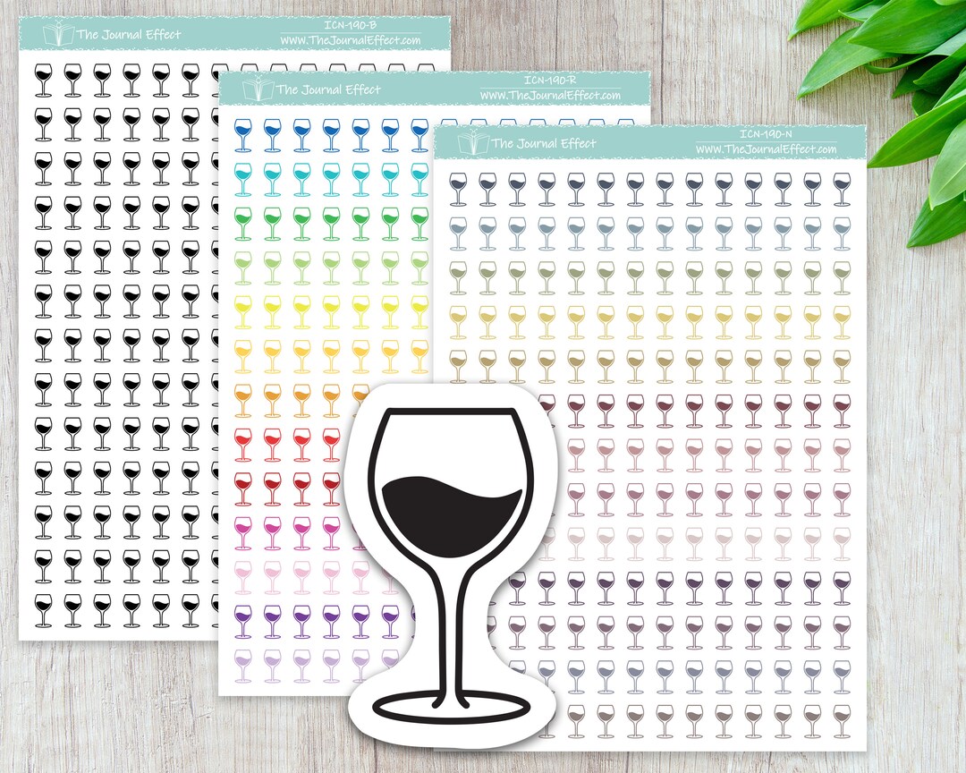 WINE GLASS, Mini Icon, Label Planner Stickers, Bujo, Functional ...