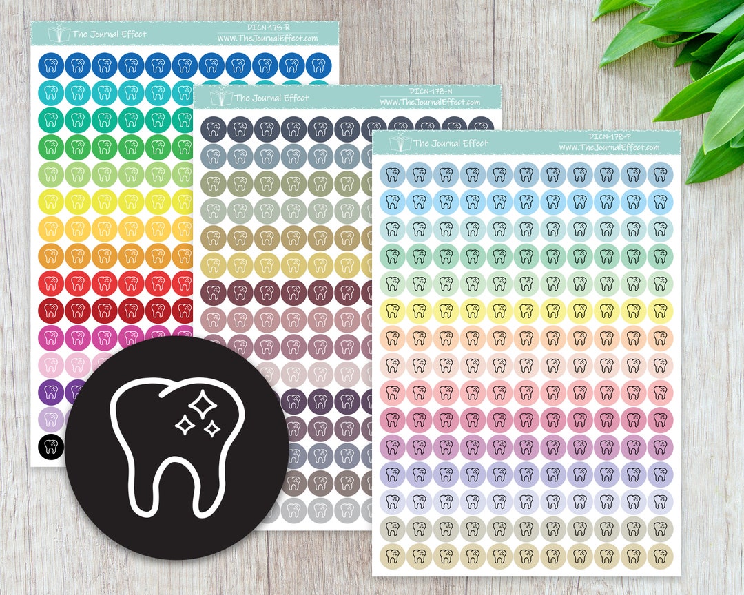 DENTIST, TOOTH Fairy Tiny Dot Icon Stickers, .32" Functional Planner ...
