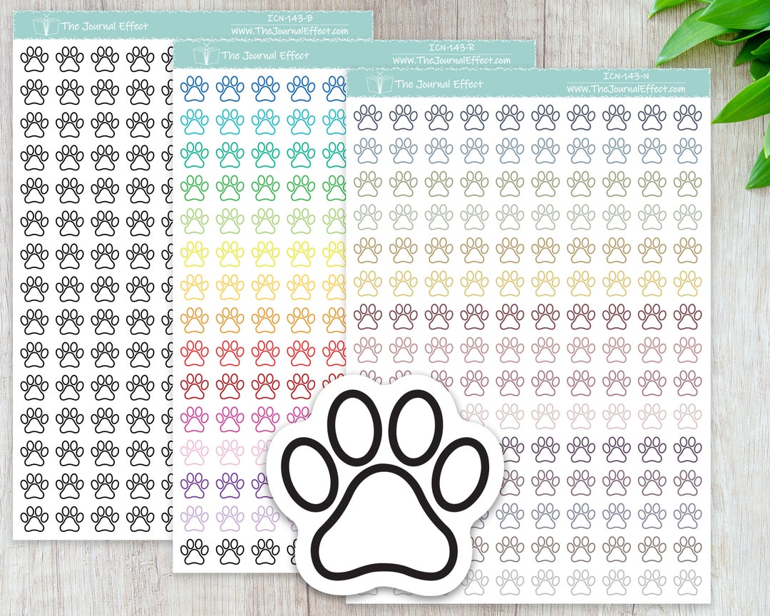 PAW PRINT, Mini Icon, Label Planner Stickers for Erin Condren, Happy ...