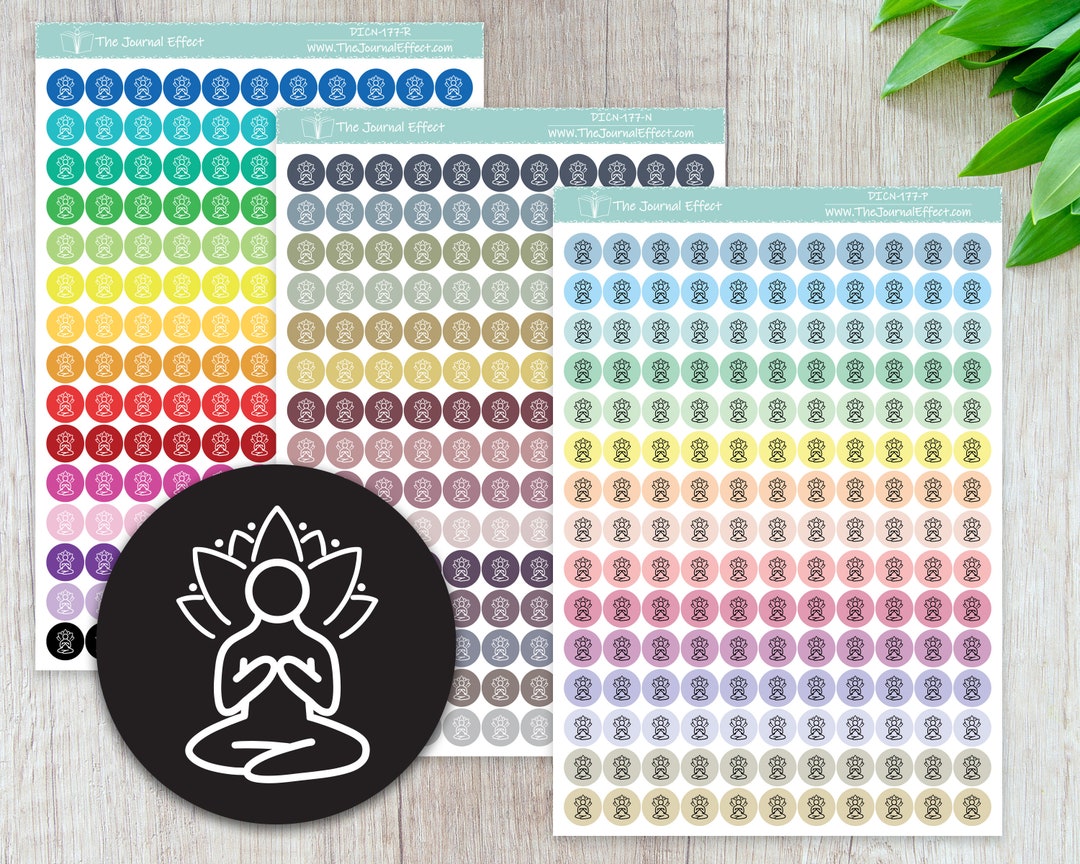 YOGA, MEDITATION Tiny Dot Icon Stickers, .32" Functional Planner ...