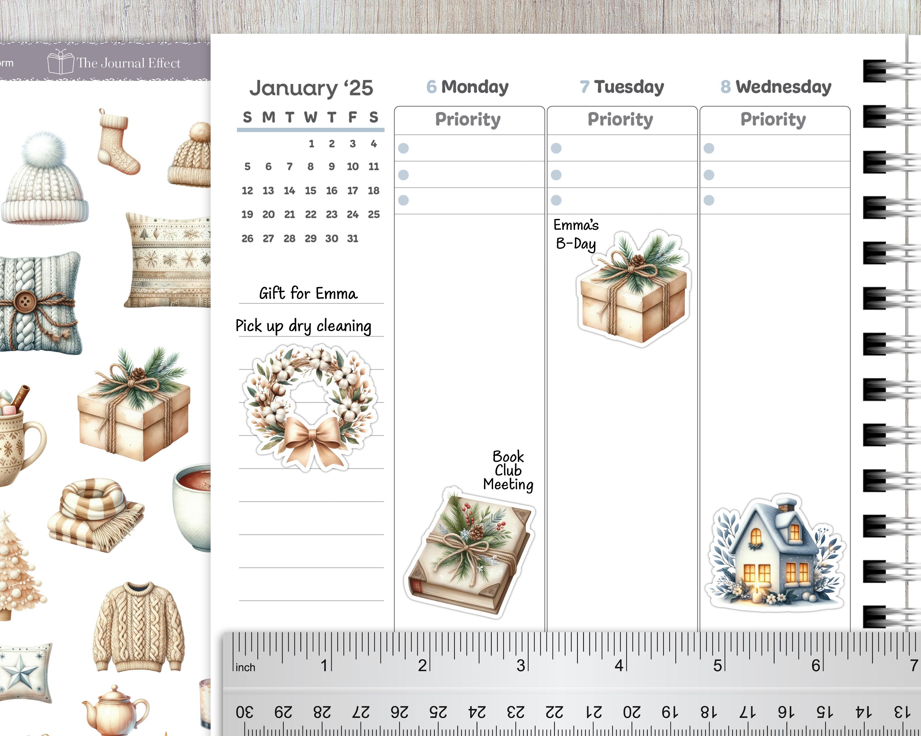 Cozy Hygge Winter Planner Stickers, Watercolor Winter Clipart, Planners ...