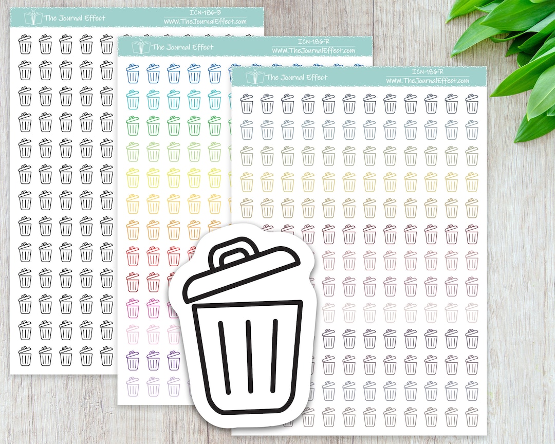 TRASH/GARBAGE, Mini Icon, Label Planner Stickers, Bujo, Functional ...