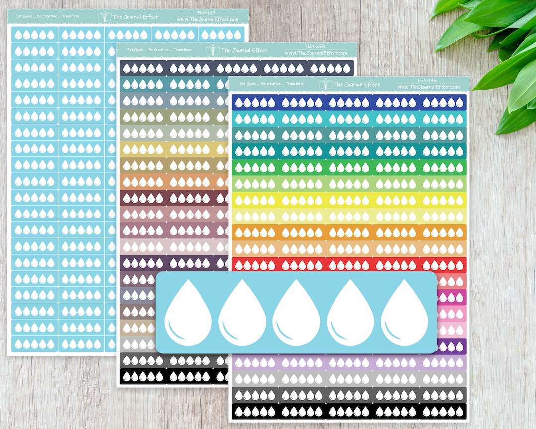 1" HYDRATION TRACKER, Functional Label Planner Stickers, Functional ...