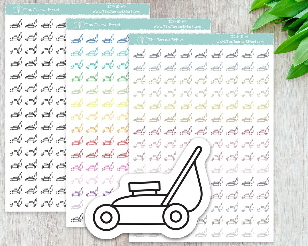 LAWN MOWER, Mini Icon, Label Planner Stickers, Bujo, Functional ...
