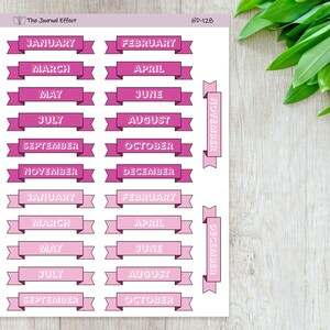 MONTH BANNER Header 2.5" Label Planner Stickers for Erin Condren, Happy ...