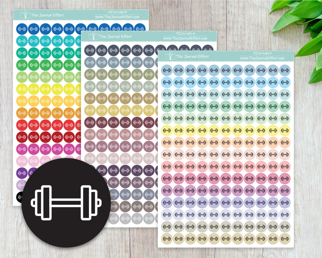 DUMBBELL, WEIGHT Lifting, Tiny Dot Icon Stickers, .32" Functional ...