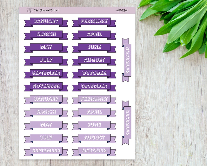 MONTH BANNER Header 2.5 Label Planner Stickers for Erin - Etsy