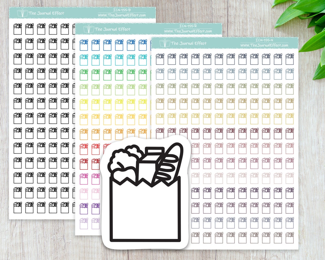 GROCERY BAG, Mini Icon, Label Planner Stickers, Bujo, Functional ...