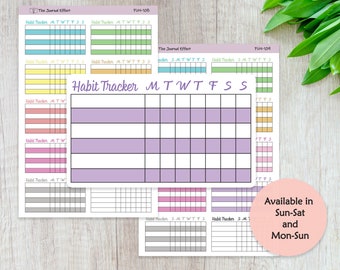 WEEKLY HABIT Tracker Table, Functional Label Planner Stickers for Erin ...