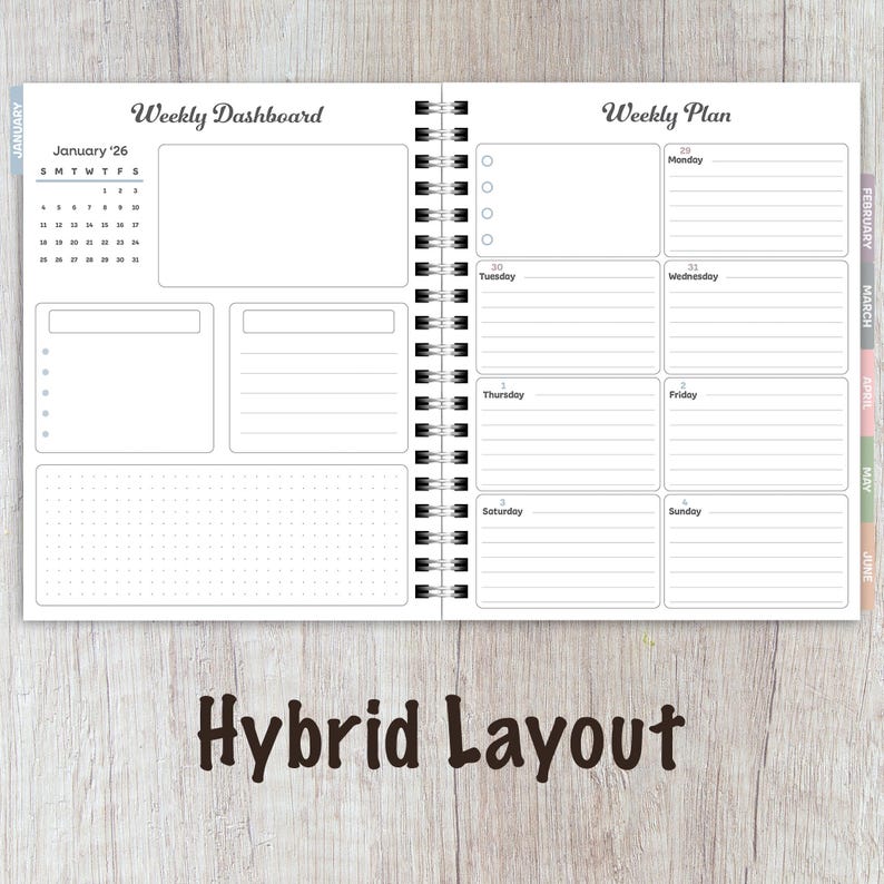 2026 7"x9" Weekly Planner, 12 Month, Pink Vintage, 5 Layouts ...