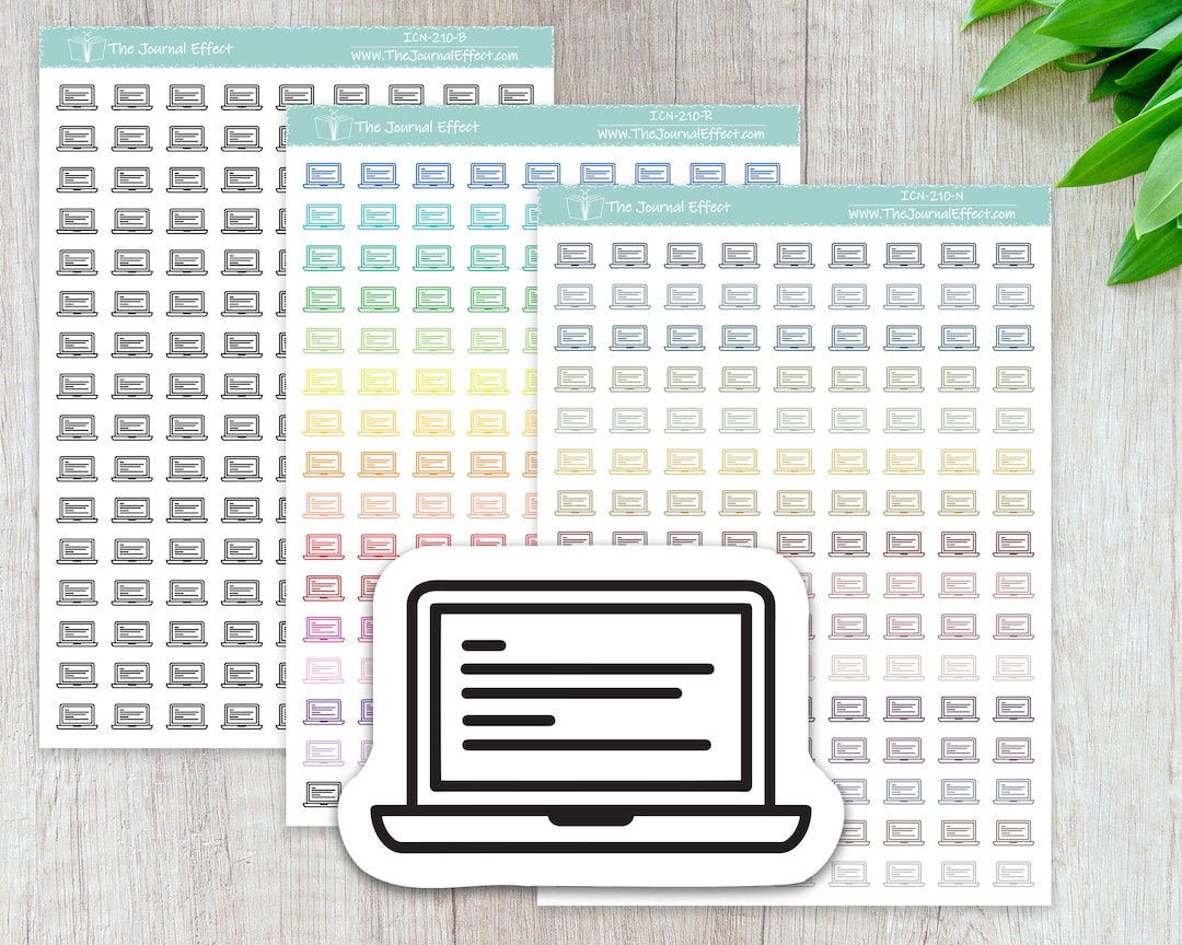 LAPTOP, Computer, Mini Icon, Label Planner Stickers, Bujo, Functional ...