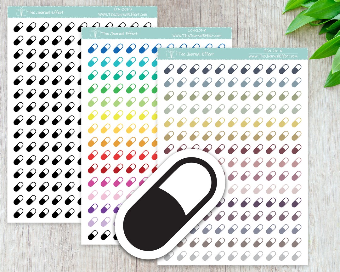 PILL/MEDICINE Mini Icon, Label Planner Stickers, Bujo, Functional ...