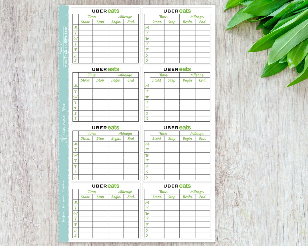 Uber Eats Weekly Tracker Table, Functional Label Planner Stickers, FUN ...