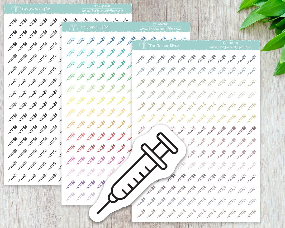 SYRINGE / SHOT, Mini Icon, Label Planner Stickers, Bujo, Functional ...
