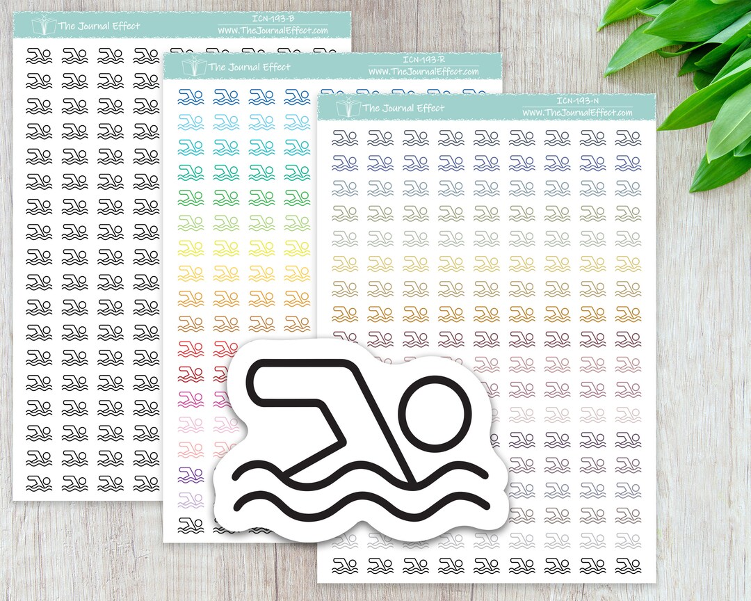 SWIMMING, Mini Icon, Label Planner Stickers, Bujo, Functional Stickers ...