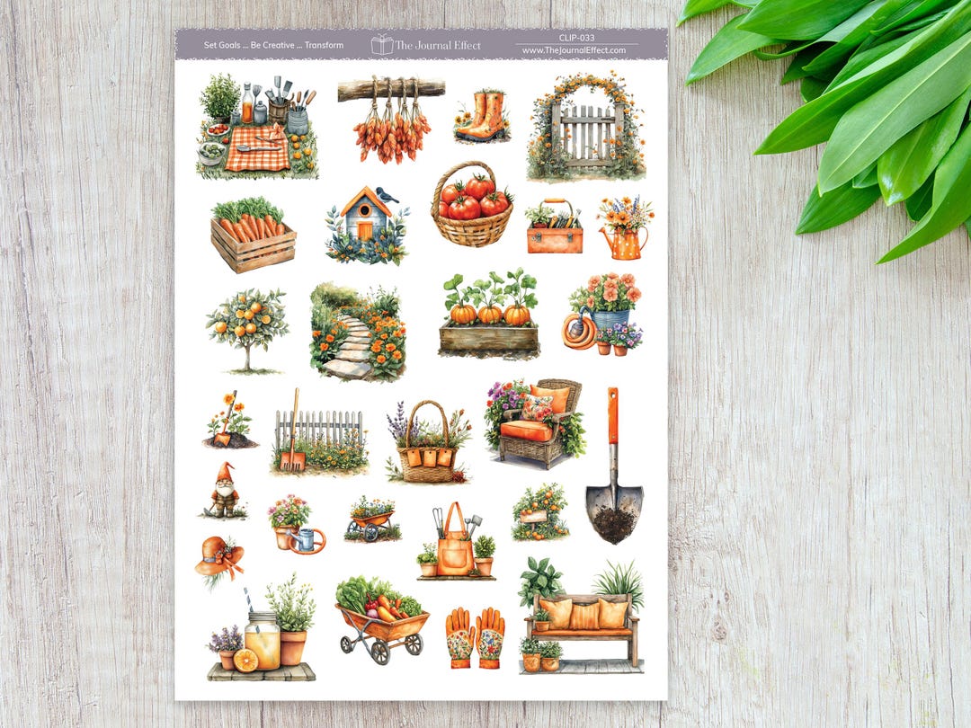 Garden & Harvest Planner Stickers, Cottagecore Watercolor, Gardening ...
