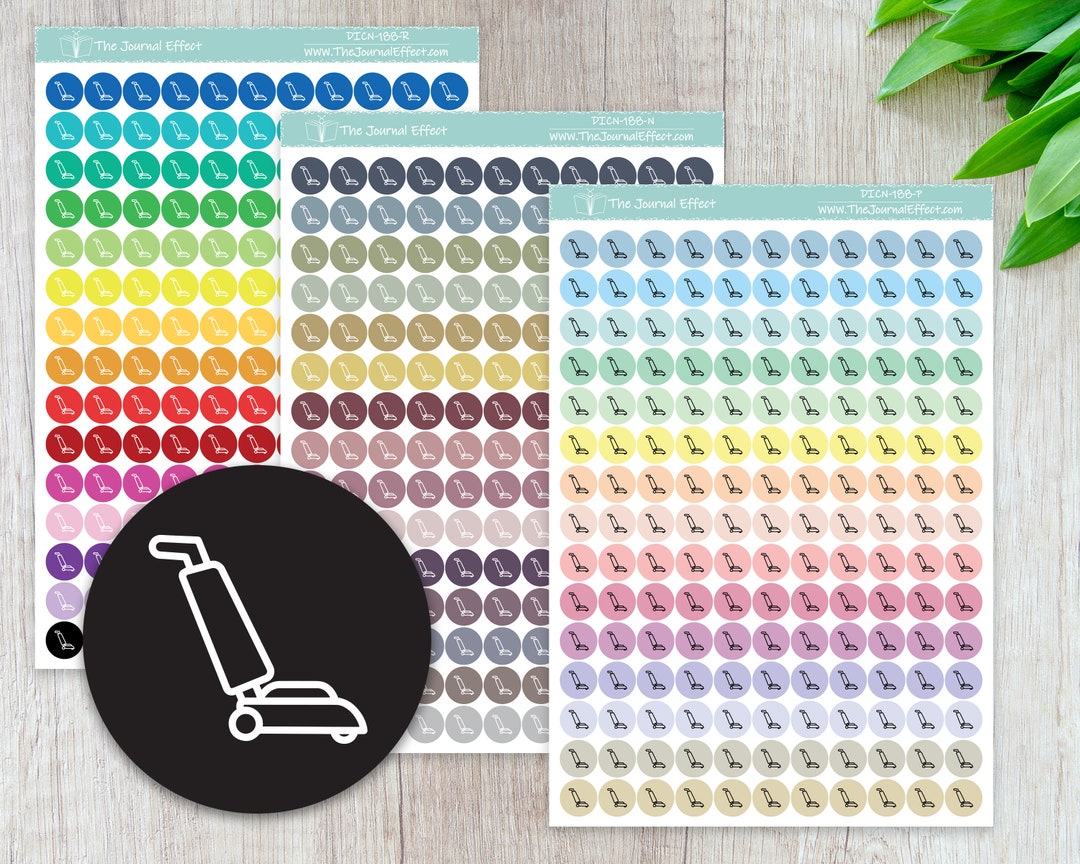 VACUUM Tiny Dot Icon Stickers, .32" Functional Planner Stickers, Labels ...