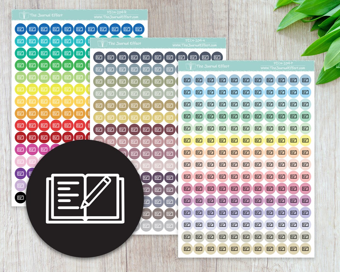 STUDY, HOMEWORK Tiny Dot Icon Stickers, .32" Functional Planner ...