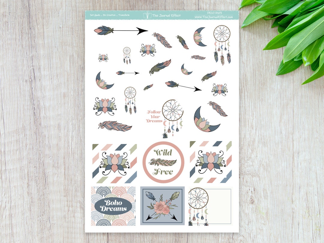 Deco Sticker Sheet, Boho Dreams, Planner Stickers, Decorative Planner ...