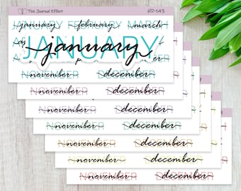 MONTH HEADERS Script, Label Planner Stickers, Functional Planner ...