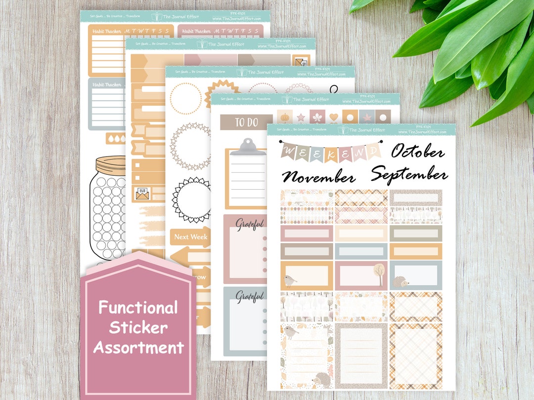 FUNCTIONAL STICKER Variety Pack, Hello Autumn, Fall Planner Stickers ...