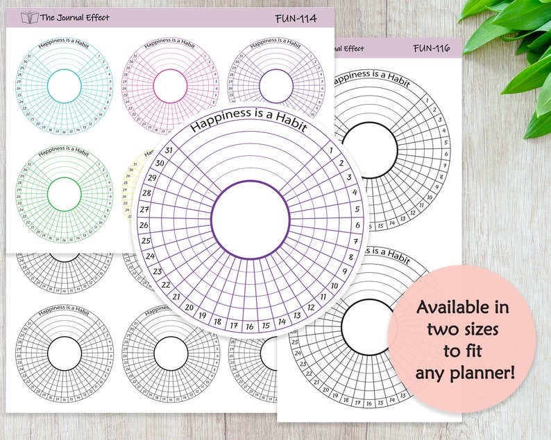 2.5" MONTHLY HABIT Tracker Round, Functional Planner Stickers ...