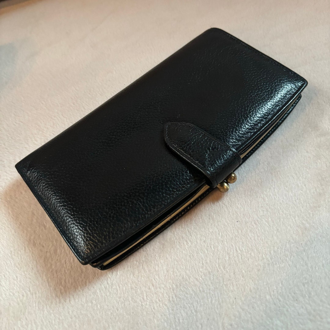 Vintage Coach Madison Kisslock Checkbook Clutch Black Wallet - Etsy