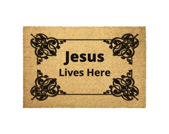 Jesus Lives Here Mat - Etsy